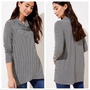 LOFT | Tops | Striped Crossover Hem Cowl Neck Top | Poshmark